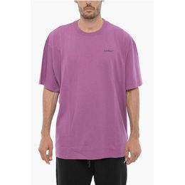 Off-White Einfarbiges T-Shirt mit Rundhalsausschnitt in Violett