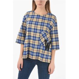 Woolrich Kariertes Oversize-T-Shirt mit Maxi-Monogramm-Patch in Mehrfarbig