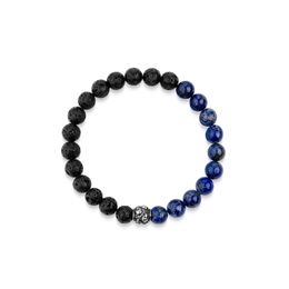 ZEEme Stainless Steel Armband Edelstahl Lavakugeln und Lapis