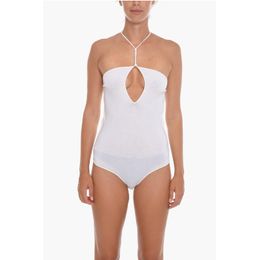 Bottega Veneta GAUGE Bodysuit ohne R&uuml;cken aus Kaschmirmischung in Wei&szlig;
