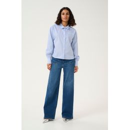 Kaffe Langarm - Hemd Baggy fit White/Blue Stripe white blue