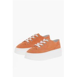Maison Martin Margiela MM6 Niedrige Wildleder-Sneaker mit kontrastierender Plateausohle, 5,5 cm, in Orange
