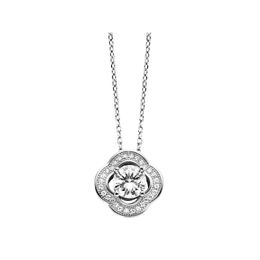 JULIE JULSEN Anh&auml;nger mit Kette 925 Silber rhodiniert Bl&uuml;te Zirkonia wei&szlig;
