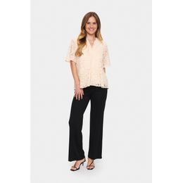 Saint Tropez Kurzarm-Bluse Gerade Passform Creme
