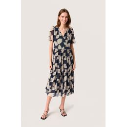 Soaked in Luxury Jerseykleid Feminine Form Navy Leaf Print multicolour