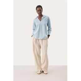 PART TWO Langarm - Hemd Oversize fit Whiteish Blue denim