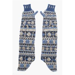 Maison Martin Margiela Gestrickte fingerlose, warme Handschuhe mit Nieten in Azzurro, Bianco, Blu, Multicolor