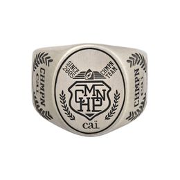 CAI Ring 925/- Sterling Silber Siegelring satiniert oxidiert Champion Wappen