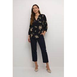 Kaffe Kurzarm-Bluse Regular fit Black/Brown Flower Print floral