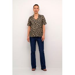 Kaffe Kurzarm-Bluse Regular fit Brown/Black Animal Print