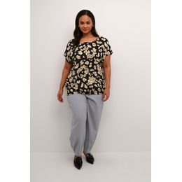 Kaffe Kurzarm-Bluse Loose fit Black/Sand Leo Print leopard