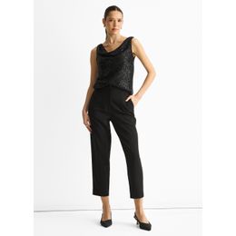 Schwarzes Pailletten-Cami-Top mit Rundhalsausschnitt