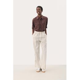 PART TWO Casual Hose Gerade Passform Eggnog and Brown Stripe brown white