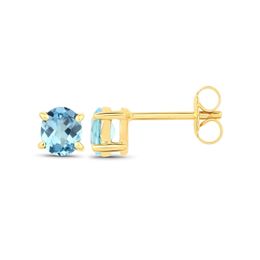 Vira Jewels Ohrstecker 925-Sterling Silber vergoldet Gl&auml;nzend Topas Swiss blue