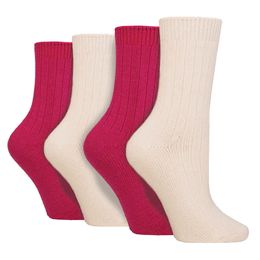 4er Pack Damen Kaschmir Stoppersocken | Atmungsaktive Gem&uuml;tliche Rippensocken f&uuml;r das Bett