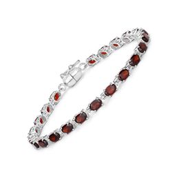 Vira Jewels Armband 925-Sterling Silber rhodiniert Granat oval