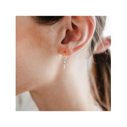 JULIE JULSEN Creolen 925/- Sterling Silber rhodiniert Einh&auml;nger Kreuz