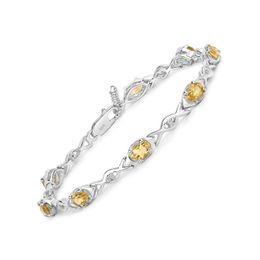 Vira Jewels Armband 925-Sterling Silber rhodiniert Gl&auml;nzend Citrin orange