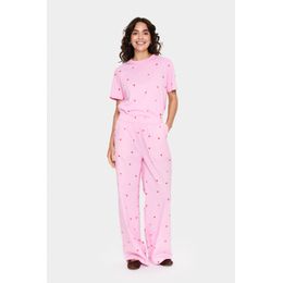 Saint Tropez L&auml;ssige Hose, lockerer Schnitt, Bonbon-Feuerherzen pink