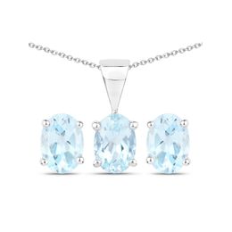 Vira Jewels Schmuck-Set Silber 925 rhodiniert Ohrringe und Halskette mit Blautopas (beh.)