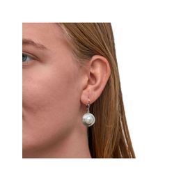 ZEEme Pearls Ohrringe Silber 925 rhodiniert mattiert mit 2x Perle wei&szlig; 7-8mm