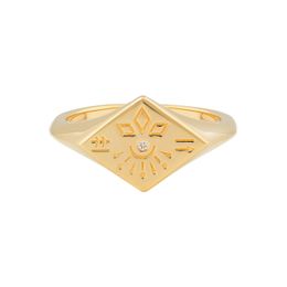 CAI Ring 925 Silber vergoldet Siegelring Raute Tattoo