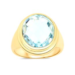 Vira Jewels Ring 925-Sterling Silber vergoldet Gl&auml;nzend Blautopas beh.Blau