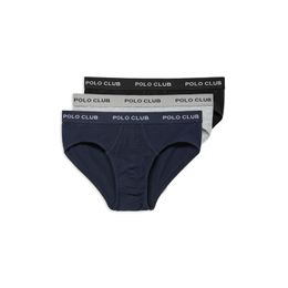 Slips im Dreierpack schwarz, grau und marineblau mit Polo Club Logo-Detail