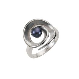 ZEEme Pearls Ring Silber 925 rhodiniert mit schwarzer Perle