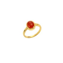 JAMELLI Ring 925 Silber vergoldet mit Carneol