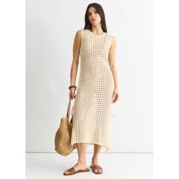 Beigefarbenes geh&auml;keltes Strick-Bodycon-Midi-Dress