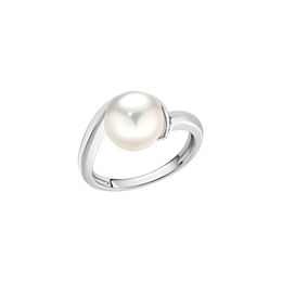 ZEEme Pearls Ring Silber 925 rhodiniert mit einer wei&szlig;en Perle 9,5-10mm