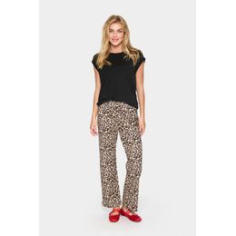 Saint Tropez Legere Hose Regul&auml;re Passform Schwarz Reg Leo leopard