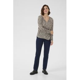 Kaffe Langarm-Bluse Regular fit Grey/Black Graphic Simili grey