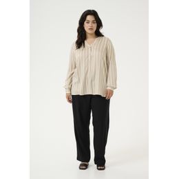 Kaffe Langarm-Bluse Regular fit Feather Gray / Chalk Stripe grey white