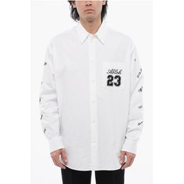 Off-White Oversize Fit 23 Besticktes Hemd in Wei&szlig;