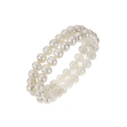 ZEEme Pearls Armband S&uuml;&szlig;wasserzuchtperlen wei&szlig; 8mm zweireihig