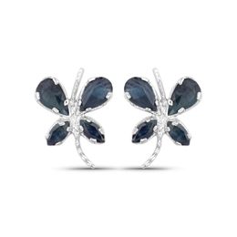 Vira Jewels Ohrringe Silber 925 rhodiniert Schmetterling-Motiv mit echten Saphir-Steinen