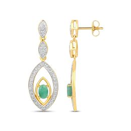 Vira Jewels Ohrringe Silber 925 zweifarbig 40mm lang mit 2x Smaragd und 80x Wei&szlig;-Topas
