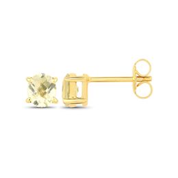Vira Jewels Ohrstecker 925-Sterling Silber vergoldet Gl&auml;nzend Lemonquartz gelb