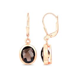 Vira Jewels Ohrh&auml;nger 925 Silber rot vergoldet Glanz Rauchquarz dunkelbraun