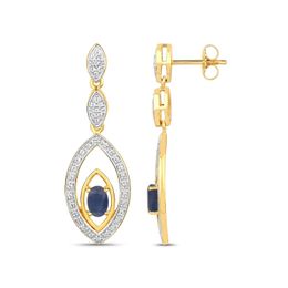 Vira Jewels Ohrringe Silber 925 zweifarbig 40mm lang mit 2x Saphir und 80x Wei&szlig;-Topas