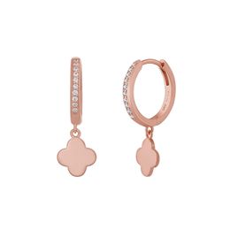CAI Creolen 925 Sterling Silber ros&eacute; vergoldet Kleeblatt Zirkonia