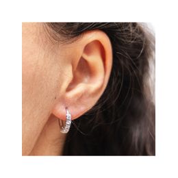 dKeniz Creolen 925 Silber rhodiniert Zirkonia wei&szlig;