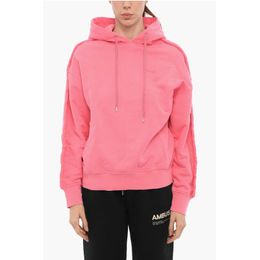 Ambush Hoodie aus geb&uuml;rsteter Baumwolle in Rosa