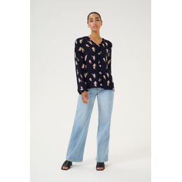 Kaffe Langarm-Bluse Regular fit Midnight/Pink Flower Print floral