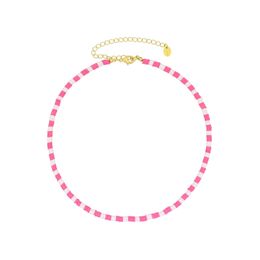 Fashionbox Kette mit Vinylpl&auml;ttchen wei&szlig;/pink vergoldet