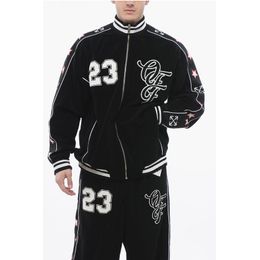 Off-White Terry NATLOVER VARSITY Trainings-Sweatshirt mit Banddetail in Schwarz