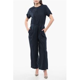 Woolrich Kurz&auml;rmliger Jumpsuit mit Kn&ouml;pfen in Mitternachtsblau