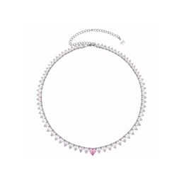 Fashionbox Collier rhodiniert Zirkonia weiss Mittelteil Zirkoniaherz pink